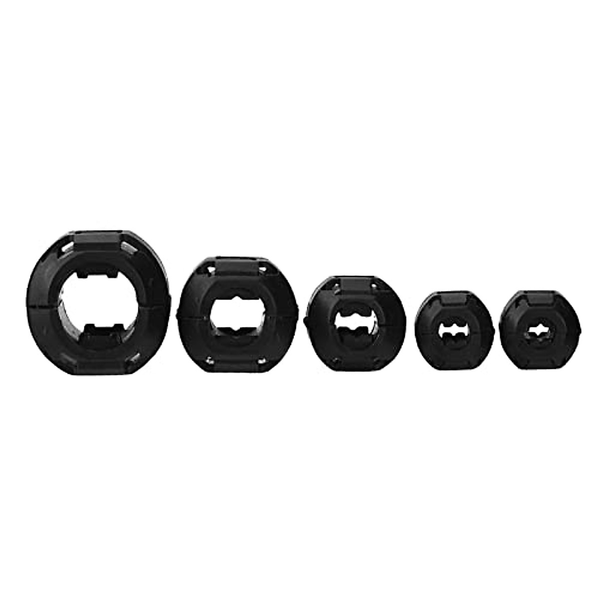 Konohan 20 Pieces Ferrite Bead Clip on Ferrite Core Ferrite Noise Supressor Ferrite Rings RFI EMI Noise Filter Cable Clip for USB Video Data Cable, 0.11/0.19/0.27/0.35/0.51 Inch Inner Diameter, Black