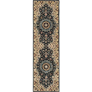 SAFAVIEH Heritage Collection Runner Rug - 2'3" x 8', Creme & Black, Handmade Traditional Oriental Wool, Ideal for High Traffic Areas in Living Room, Bedroom (HG918A)