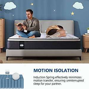 12 Inch Full Mattress, Memory Foam Hybrid Mattress, Motion Isolation Pocket Spring Mattress in a Box, Medium Firm for Pressure Relief, Breathable Pillow Top, CertiPUR-US Certified