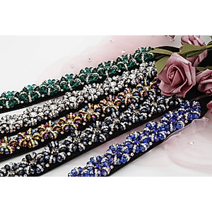 Dorchid Women's Beaded Skinny Belts Elastic Crystal Belts Long Buckle Waist Belt