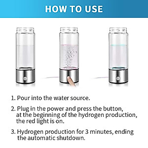 Hydrogen Water Bottle,420ml Hydrogen Water,Hydrogen Water Bottle Generator Improve Water Quality in 3 Minutes,Portable Hydrogen Water Ionizer Machine for Home,Office and Travel(Silver)