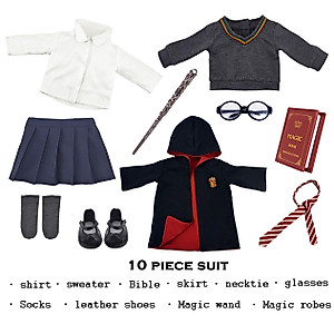 Magic School Uniform Inspired Costume Doll Clothes Clothing Outfits Accessories Set 10 Pcs for 18 inch Girl Dolls