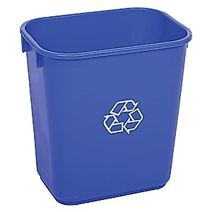 Global Industrial Plastic Recycling Wastebasket, 13-5/8 Qt., Blue