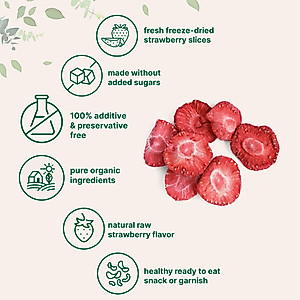 Micro Ingredients Organic Strawberries Sliced, 6.4oz | 100% Natural Fruit | Freeze Dried Strawberry Source | No Sugar & Additives | Healthy Snack & Topping for Beverages or Recipes | Non-GMO, Vegan