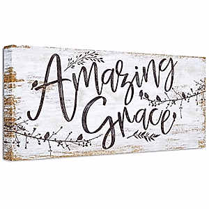 Amazing Grace - 12" x 24" Canvas Wall Art (Printed on Canvas, Not Wood) - Stretched on a Heavy Wood Frame - Ready to Hang - Perfect Dining and Living Room Decor - Makes a Great Housewarming Gift Under $50