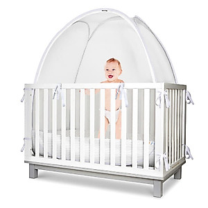 KinderSense® - Baby Safety Crib Tent - Premium Toddler Crib Topper to Keep Baby from Climbing Out - See Through Mesh Crib Net - Mosquito Net - Pop-Up Crib Tent Canopy to Keep Infant in