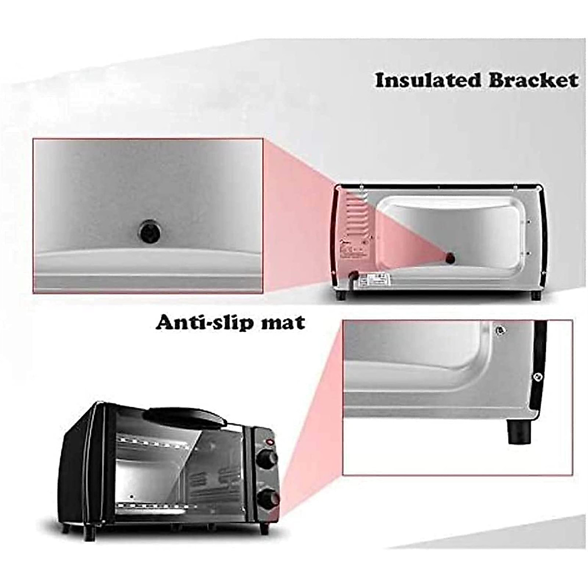 Tabletop Electric Oven 10L Mini Electric Oven Multifunctional Baking Oven Pizza Cake Roast Steak Chicken Cake Bread Tart Maker for Household