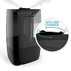 Pure Enrichment HumeXL Ultrasonic Cool Mist Humidifier - Large, Easy-to-Clean 5-Liter/1.3 Gallon Water Tank, Touch-Button Control, High/Low Mist, 2 Independent 360° Mist Nozzles and Night Mode