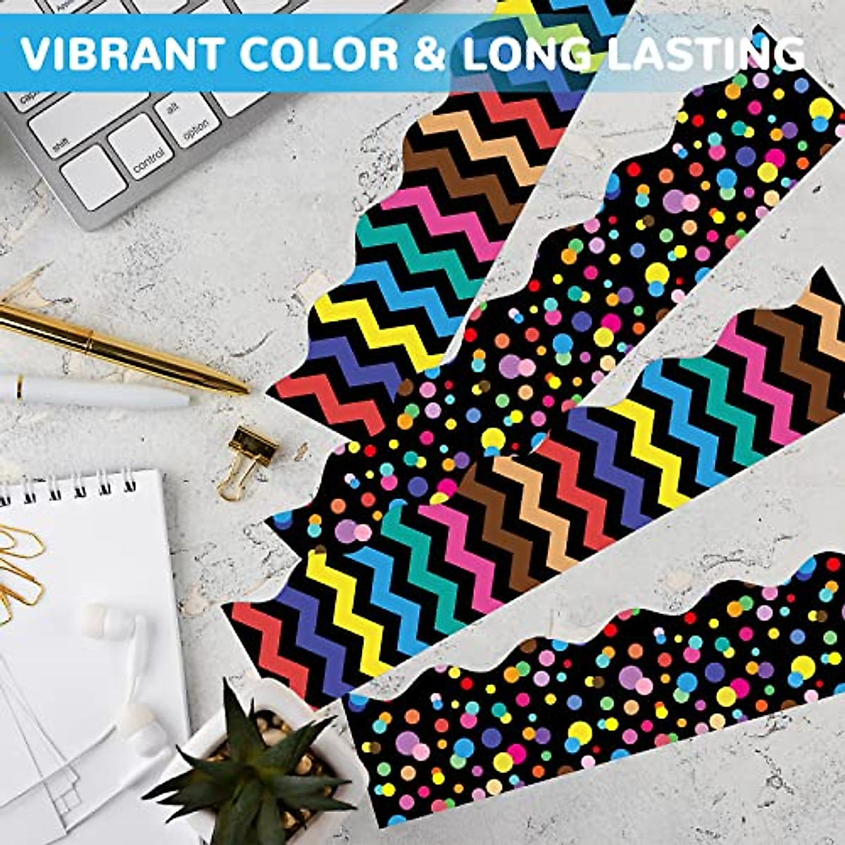 Bright Color Bulletin Board Borders - 80ft Decorative Trim