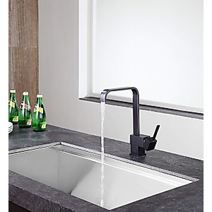 ANZZI Sabre Modern Single Hole Kitchen Faucet, Single Handle Oil Rubbed Bronze Kitchen Faucet, Commercial Stainless Steel Kitchen Bar Kitchen Sink Faucet, KF-AZ220ORB