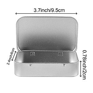 ZOENHOU 60 PCS 3.7 x 2.3 x 0.8 Inch Silver Rectangular Hinged Tins Box Containers, Portable Small Storage Tin Box with Lids, Metal Home Organizer for Jewelry Crafts Candy Gift Card Holder