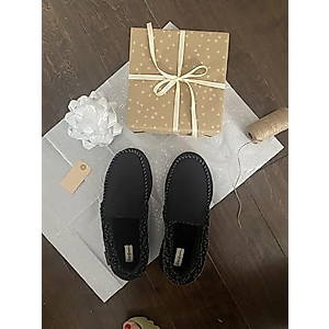 Dearfoams mens Eli Microsuede Moccasin Slipper, Black, Large US