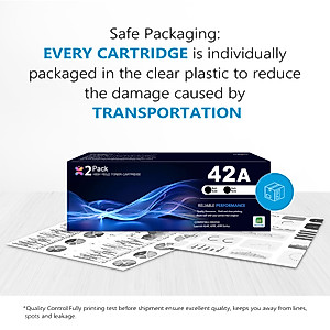 42A Q5942A Toner Cartridge with CHIP 2 Pack: High Yield Replacement for HP 42A Black Toner Cartridge Q5942X Q5945A Works with Laser 4200, 4250, 4300, 4350, M4345 MFP Series Printer | Q5942A 42A Ink
