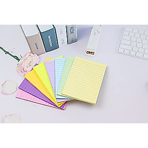 (8 Pack) Lined Sticky Notes 4X6 in, Pastel Ruled Post Stickies Colorful, Super Sticking Power Memo Post Stickies Big Square Sticky Notes for Office, Home, School, Meeting, 40 Sheets/pad