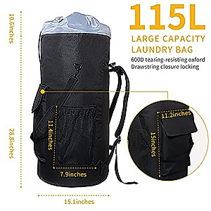 SYGY Laundry Bag Backpack, 115L Extra Backpack Laundry Bag for College Students , Durable Oxford Cloth Dorm Laundry Bags for Apartment, Camping, Travel, Dorm Room Essentials