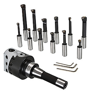 WFLNHB 12Pcs Set 3 Boring Head R8 Shank 3/4 Carbide Boring Bar Set for Bridgeport Milling