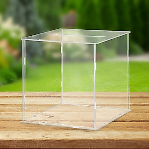 Clear Acrylic Wedding Card Box Large DIY Card Boxes with 4 "Card" Text Stickers Gift Card Box Money Box Holder for Wedding Reception Anniversary Birthday Party Baby Shower Graduation Decorations