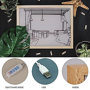 JANARARY Decorative Lamp on Desk, Warm Seaside Design Desktop Illustration Light, USB Low Power Desk Lamp with Morning/Afternoon/Sunset 3 Modes