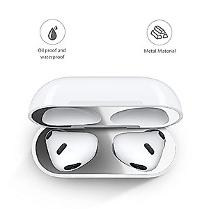 Funnymadpea Luxury Metal Dust Guard Compatible with Airpods 3rd Generation Case 2021 Release,Dust-Proof Film,Dust-Proof Sticker,Ultra Slim,Easy to Clean,Oil Proof and Waterproof(Black)