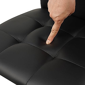 YISH W117094363 PU Leather Armless Side Set of 4 with Metal Legs, Cushioned Seat Accent Chair with Backrest for Dining Living Room Kitchen Lounge, Black