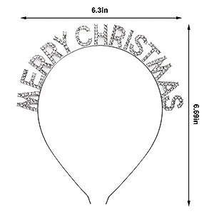 Hmxpls Merry Christmas Headband, Christmas Tiara for Women, Xmas Hair Accessories with Rhinestone for Girls