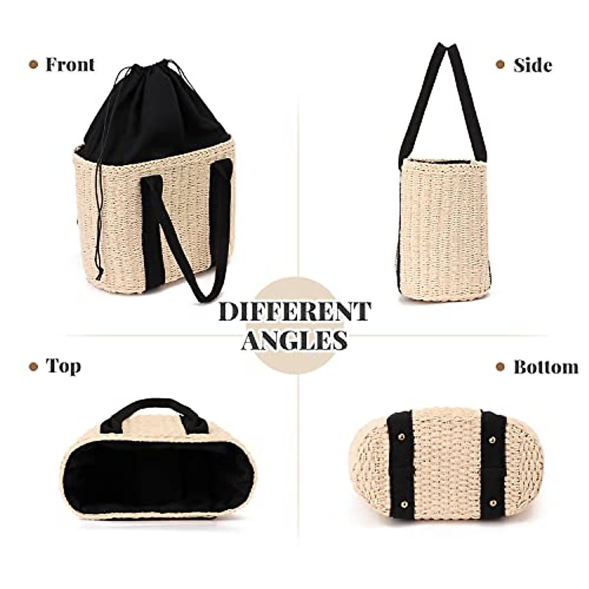 Ynport Women Large Straw Tote Bag Summer Beach Handles Handbag Handwoven Hobo Shoulder Bags Purse for Travel Shopping