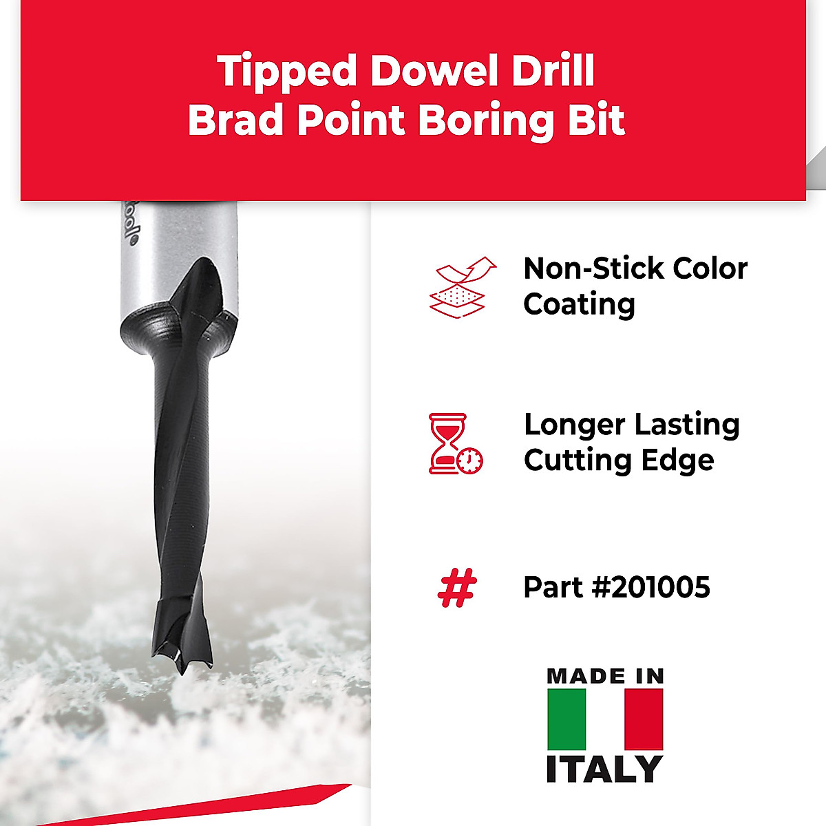 Amana Tool - 201005 Carbide Tipped Brad Pt. Boring Bit R/H 5mm Dia x 57mm Long x 10mm Sh