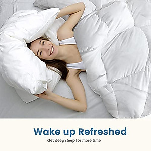 Hotel Collection Feathers & Down Comforter | Full/Queen Bed All Season Duvet Insert | 750 Fill Power Ultra-Soft 500TC Egyptian Cotton-Blend Quilted with Tabs (90x90, Solid White)