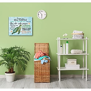 Creoate Bathroom Picture Wall Decor, Framed Wisdom Sea Turtle Green Canvas Art Motivational Artwork for Home Bathroom Wall Art, 12x15 Inches
