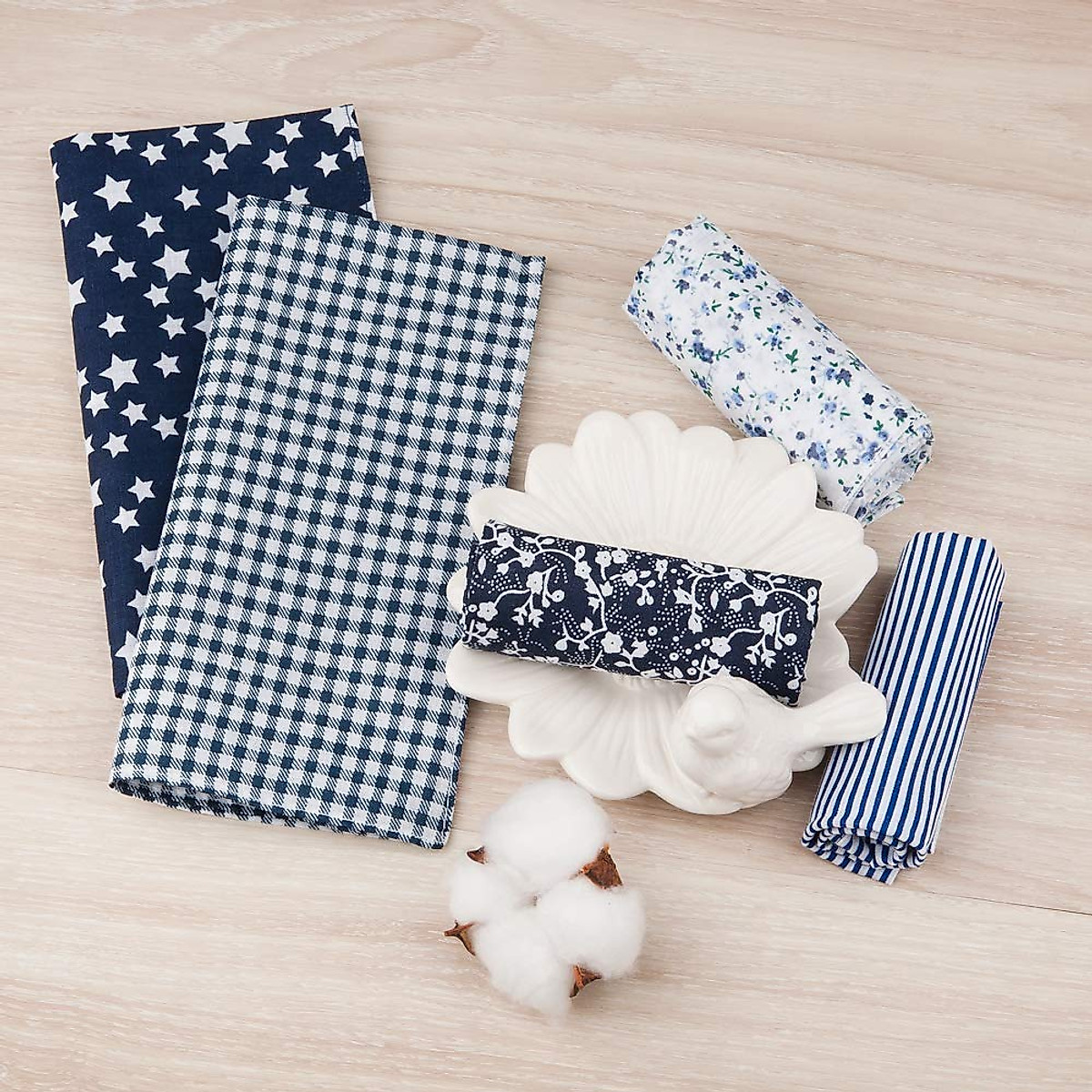 HOULIFE 5-10 PCs 100% Cotton Floral Printed Handkerchief Elegant Hankies for Women Ladies Girls Wedding Party