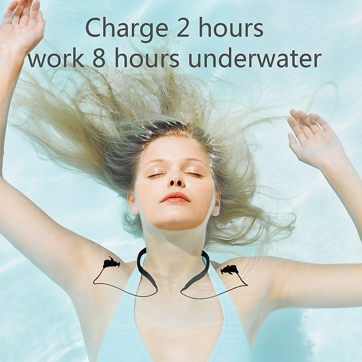 Waterproof MP3 Player for Swimming, Tayogo IPX8 8GB Underwater Headphones with Shuffle Feature, for Water Sports, Running, Diving-Black