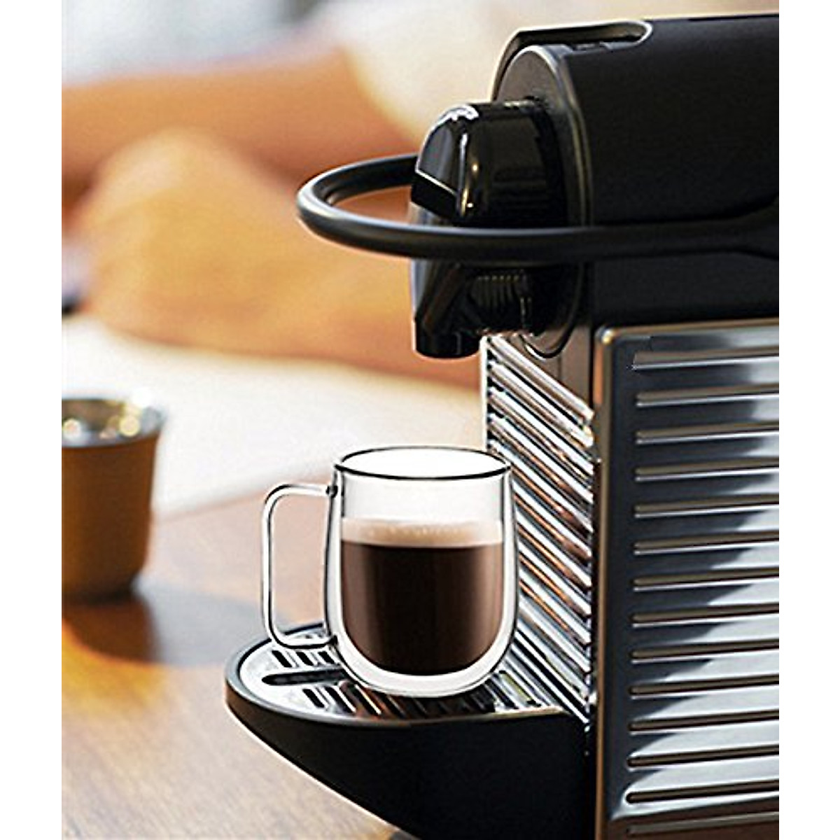 Huada Double Wall Insulated Borosilicate Glass Mugs Modern Espresso Cups, 10-Ounce, Set of 2