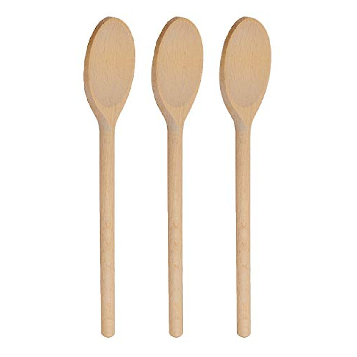 12 Inch Long Wooden Spoons for Cooking - Oval Wood Mixing Spoons for Baking, Cooking, Stirring - Sauce Spoons Made of Natural Beechwood - Set of 3