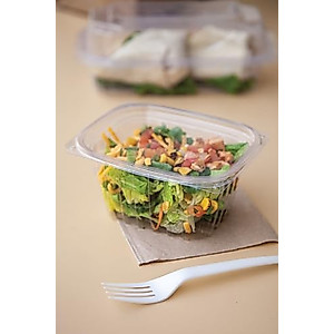Eco-Products Clear Disposable Rectangular Deli Container with Lid, Eco-Friendly Compostable PLA Plastic Food Container, 16 oz, Case of 300