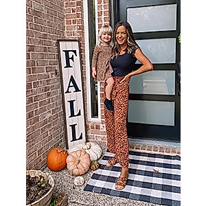 SySea Womens High Waist Leopard Pants Wide Leg Long Belted Palazzo Trousers with Pockets