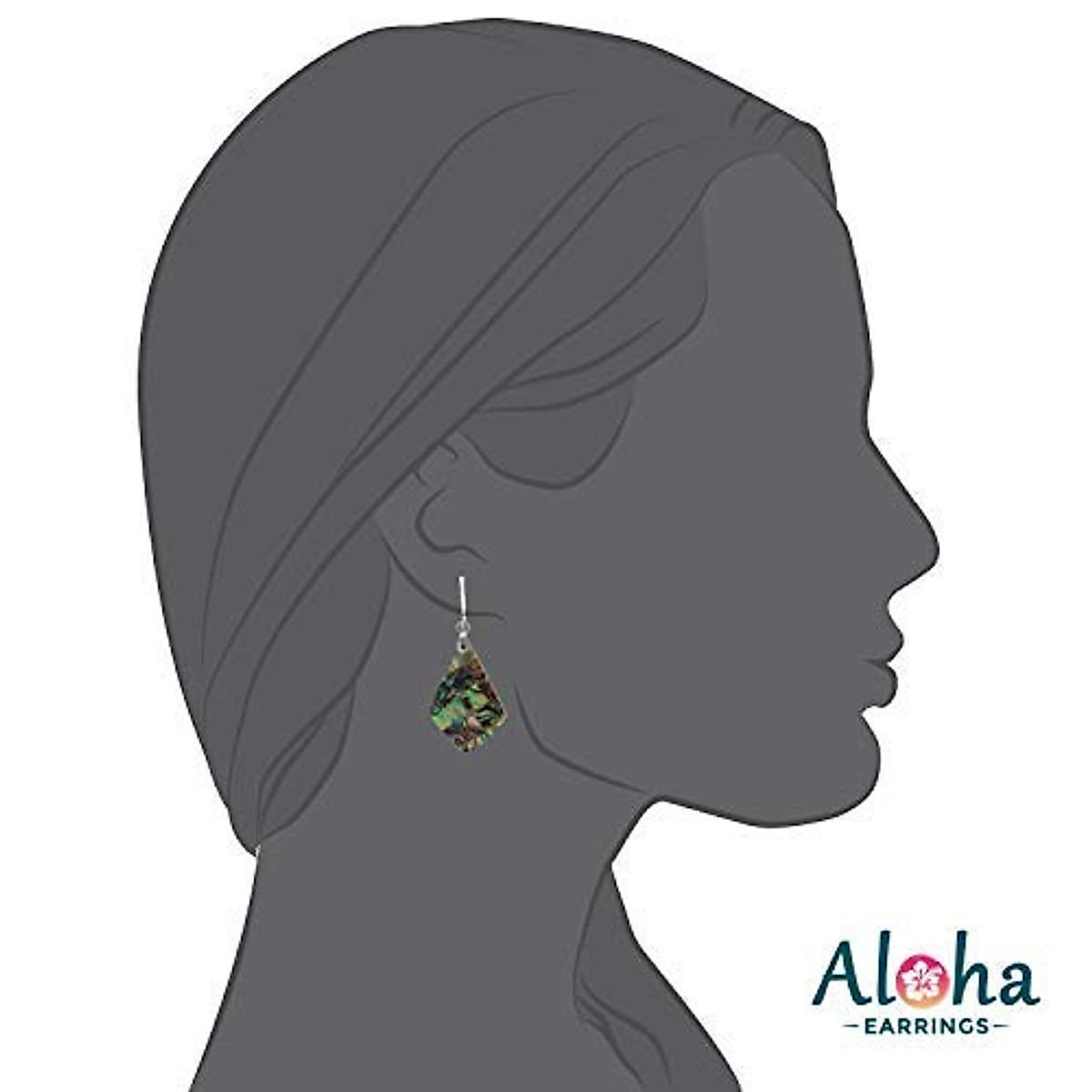 Aloha Earrings Tahitian-Style Abalone Paua Shell Clip On Earrings-Mother of Pearl Shells Authentic Ocean Romantic Shells Holiday, Authentic (Abalone Paua Rhombus Drop)