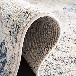 SAFAVIEH Madison Collection Runner Rug - 2'3" x 10', Ivory & Aqua, Boho Chic Distressed Design, Non-Shedding & Easy Care, Ideal for High Traffic Areas in Living Room, Bedroom (MAD611A)