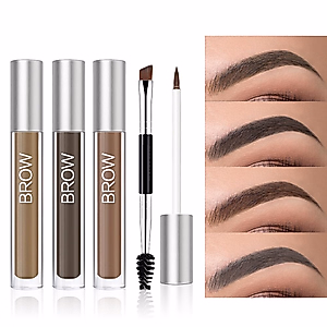 ZSSEMEI Waterproof Eyebrow Gel for Long Lasting, Highly Tinted Liquid Eye Brow Makeup, Sweatproof, Natural (Black Brown)