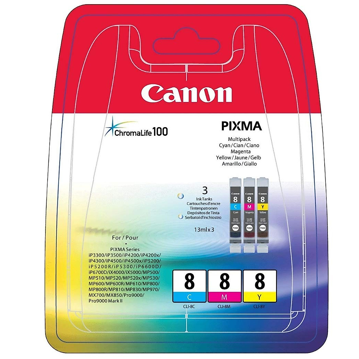 CLI8 (CLI-8) Ink Tank, 4/Pack, Black; Cyan; Magenta; Yellow by Canon