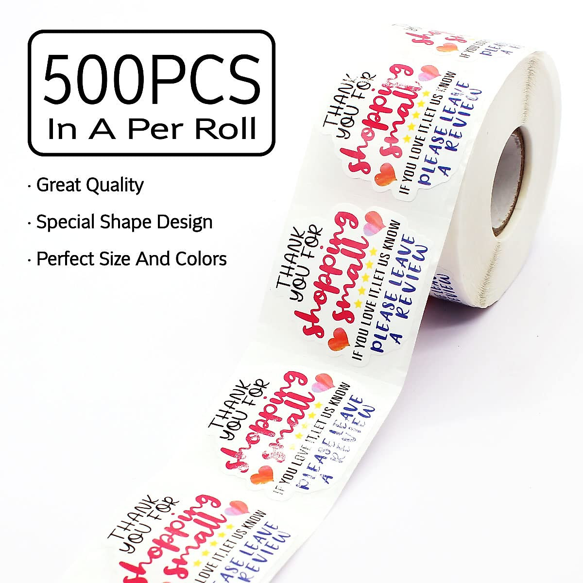 Thank You for Shopping Small Stickers,Thank You Stickers,Handmade Stickers,Small Shop Stickers,Envelopes Stickers for Small Business, Online Retailers,Handmade Goods,500 Labels Per Roll
