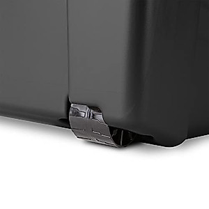 Sterilite Heavy Duty 16 Gallon Portable Plastic Footlocker Storage Container with Handles and Wheels for Dorms and Apartments, Flat Gray