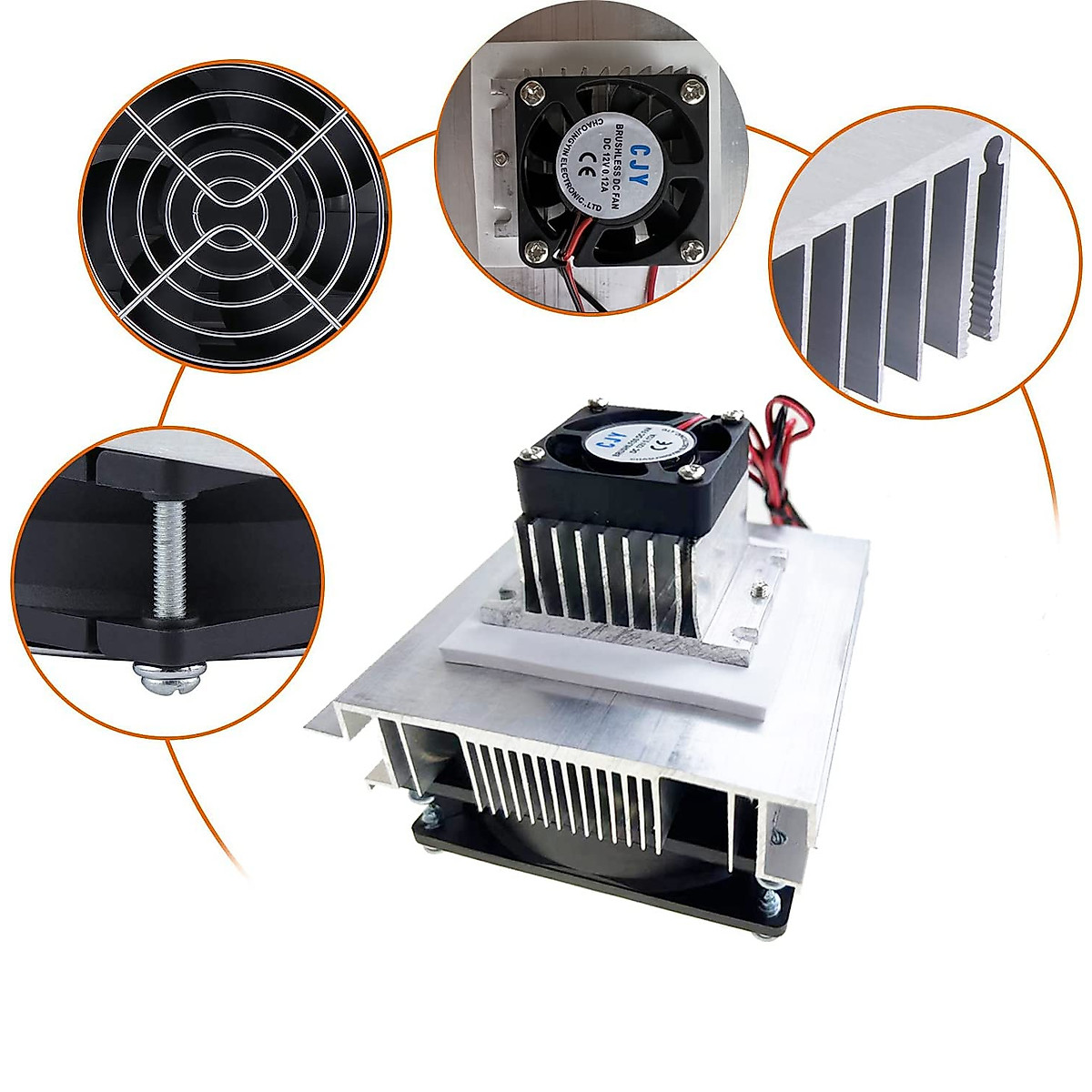 Yrhrol DC 12V DIY Thermoelectric Peltier Refrigeration Cooling System Kit Semiconductor Cooler Heat Sink Conduction Module Fridge Mini Air Conditioner Refrigeration