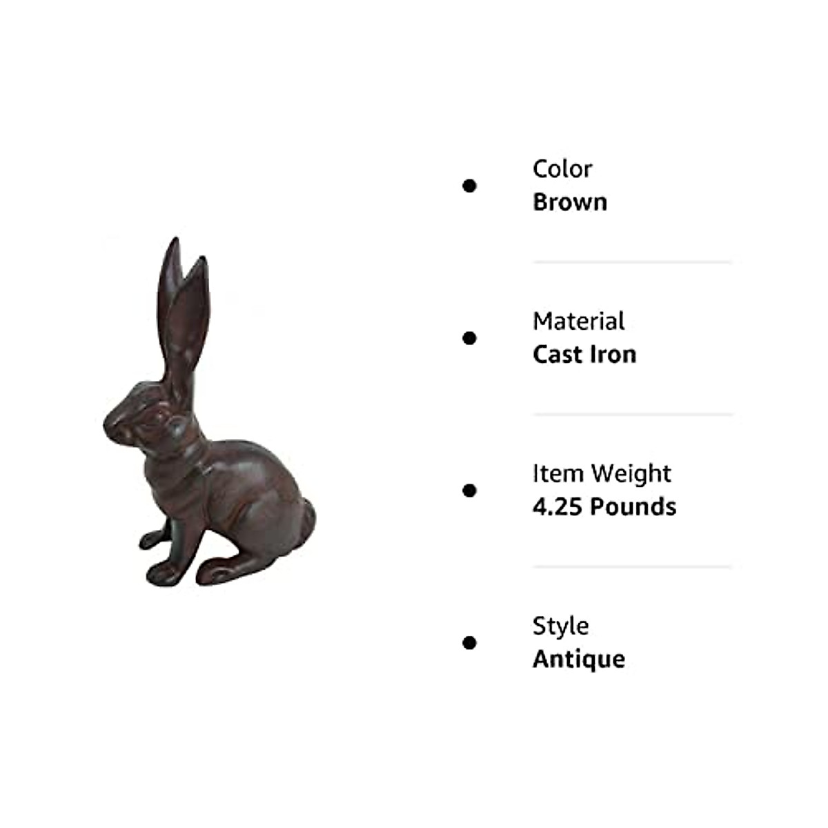Cast Iron Sitting Bunny Rabbit Garden Patio Yard Large Doorstop Decorative Statue. 6.3 Inches Long by 10.2 Inches Tall by 3.5 Inches Wide