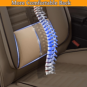 RAWAKORW Car Seat Covers Fit for Toyota Tacoma 2016-2023 Front Set Leather Seat Covers Set with Lumbar Support Premium Automotive Cushion Protector(2 Seat, Beige)