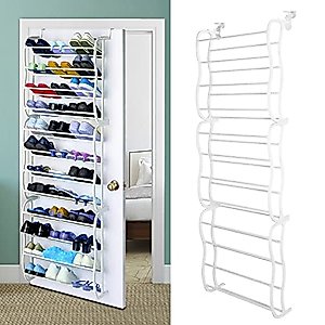 Moclever 36Pair Over-The-Door Shoe Rack, 12 Layers Wall Hanging Closet Shoe Organizer Storage Stand