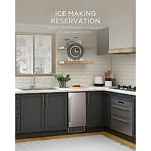 Watoor Undercounter Commercial Ice Machine Built-in Ice Maker with Internal Drain Pump,Reversible Door, Auto Self-Cleaning 80lbs / 24hrs