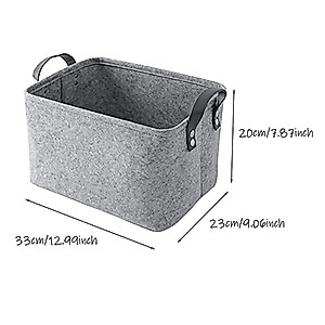Kaizuca 2 Piece Felt Fabric Baskets, Toy Organiser Cube, Felt Storage Box, Foldable, with Two Handles, for Clothes, Towel, Toiletry, Baby Products, Books (Gray)