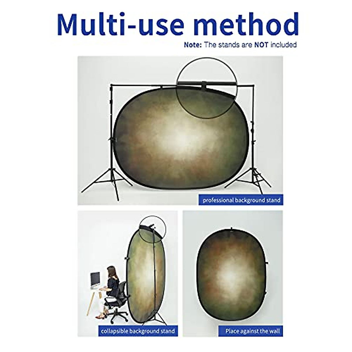 Kate Collapsible Backdrop Pop-up Photo Backdrops Folded Grey Teal for Photography, for Video, for Broadcast, 5x6.5ft