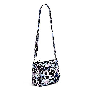 Vera Bradley Women's Cotton Carson Shoulder Bag Crossbody Purse, Plum Pansies - Recycled Cotton, One Size