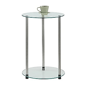 Convenience Concepts Designs2Go Classic Glass 2 Tier Round End Table, 15.75(L) x 15.75(W) x 24.41"(H)